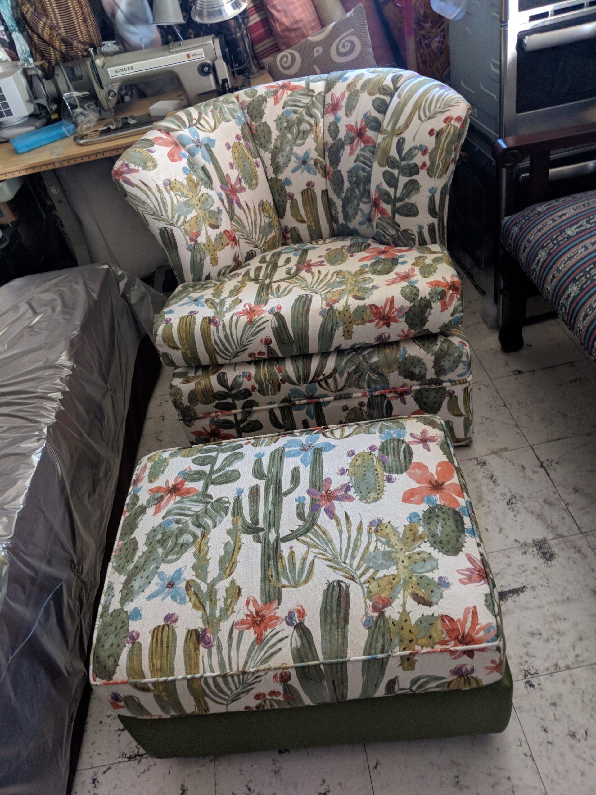 Cactus Accent Chair with Matching Ottoman - Fabrics That Go